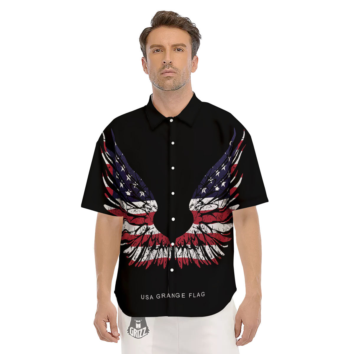 Wing Flag American Print Men's Short Sleeve Shirts