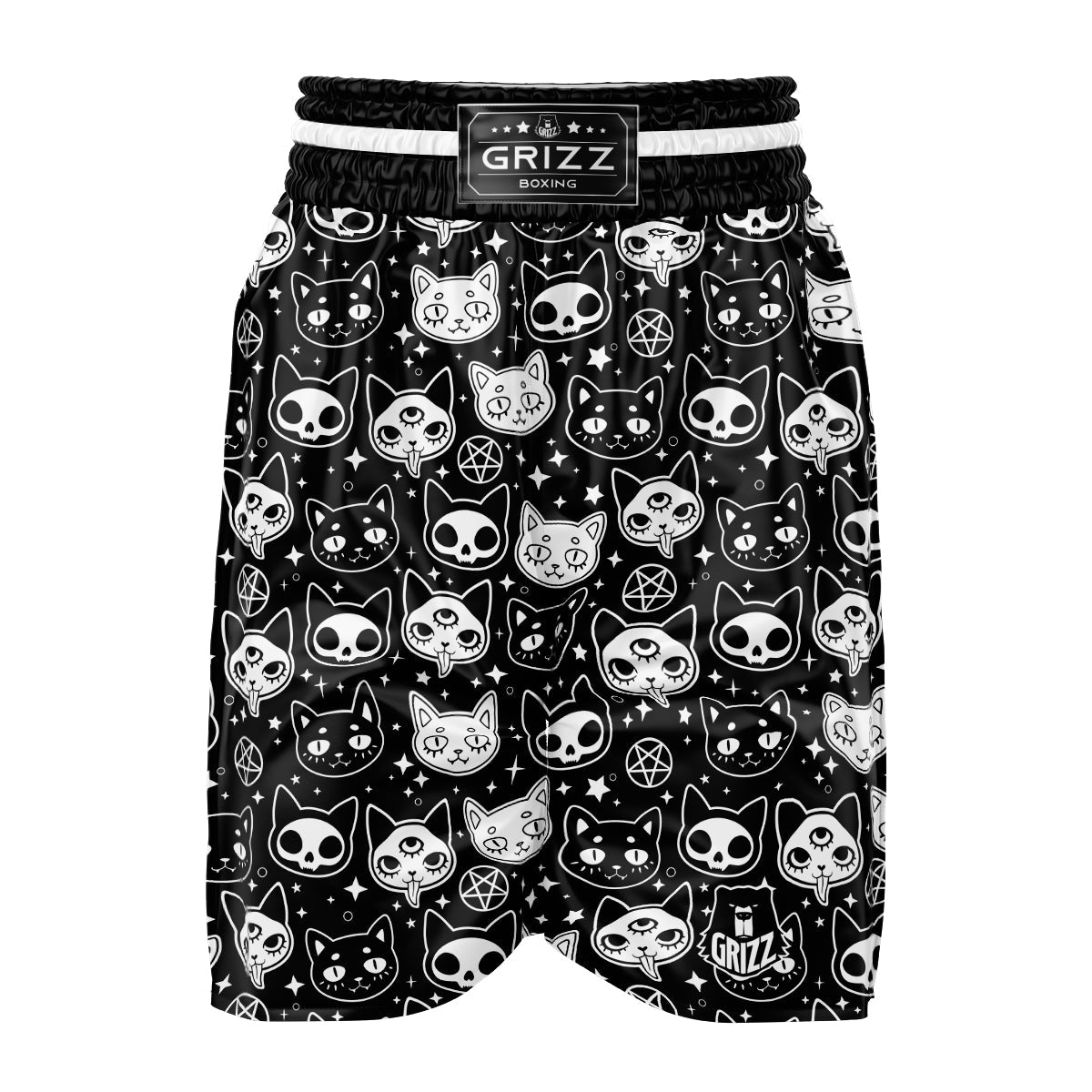 Witch And Ghost Black White Print Pattern Boxing Shorts
