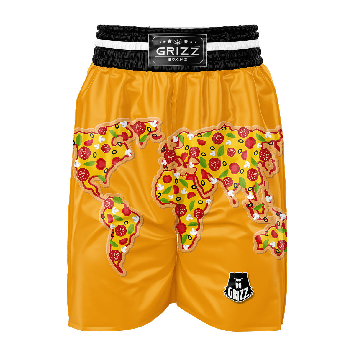 World Map Pizza Print Boxing Shorts
