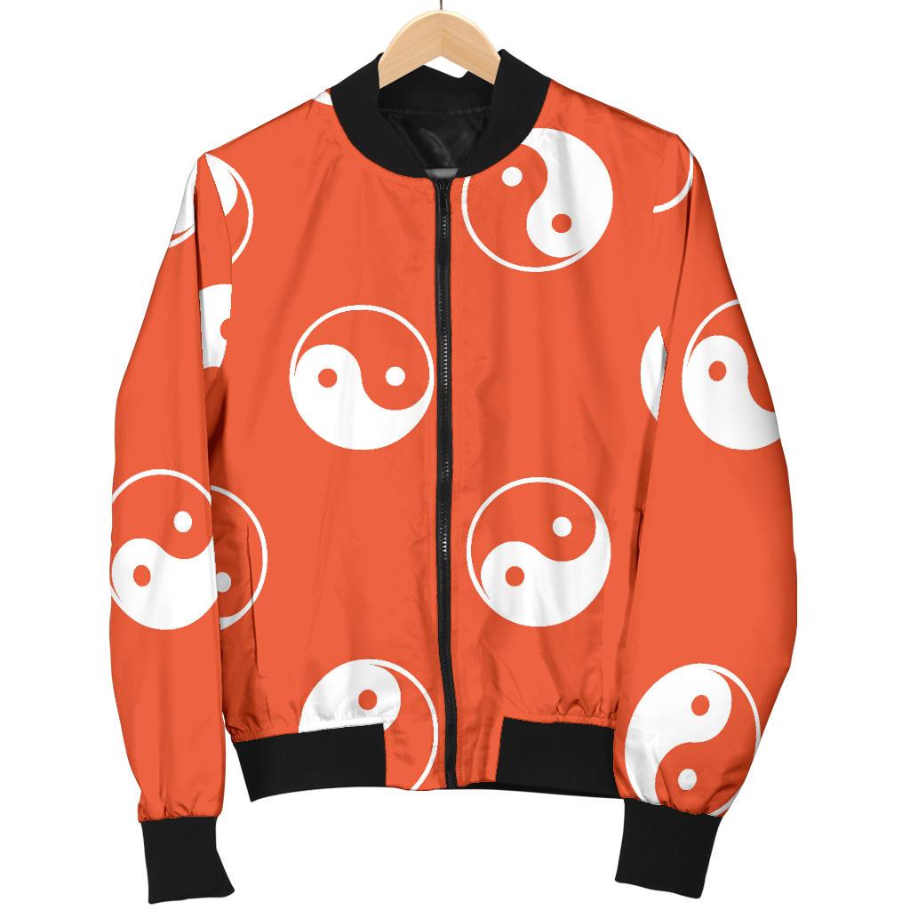 Yin Yang Print Pattern Women Casual Bomber Jacket