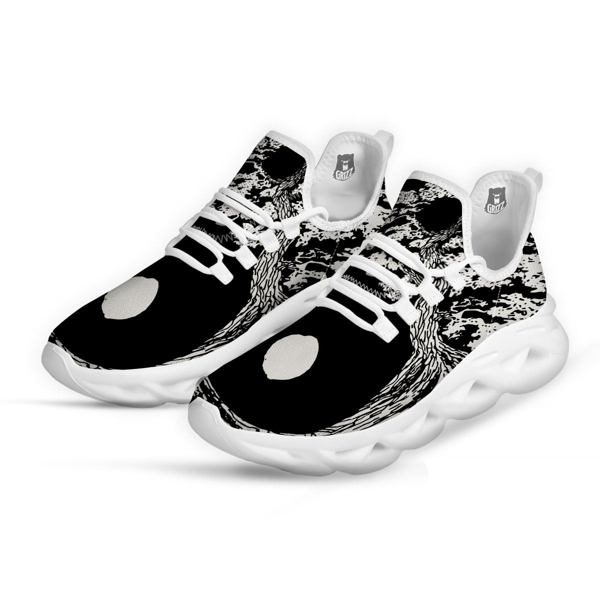 Yin Yang Roots Print White Running Shoes – Grizzshopping