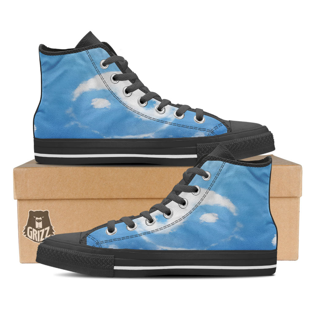 Yin Yang Space And Sky Print Black High Top Shoes