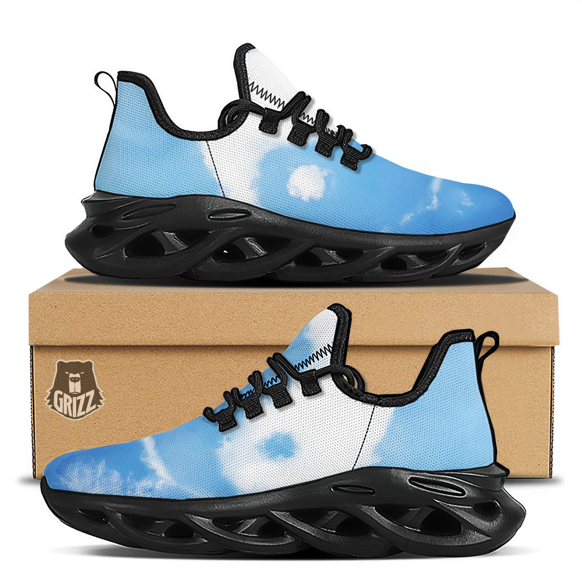 Yin Yang Space And Sky Print Black Running Shoes