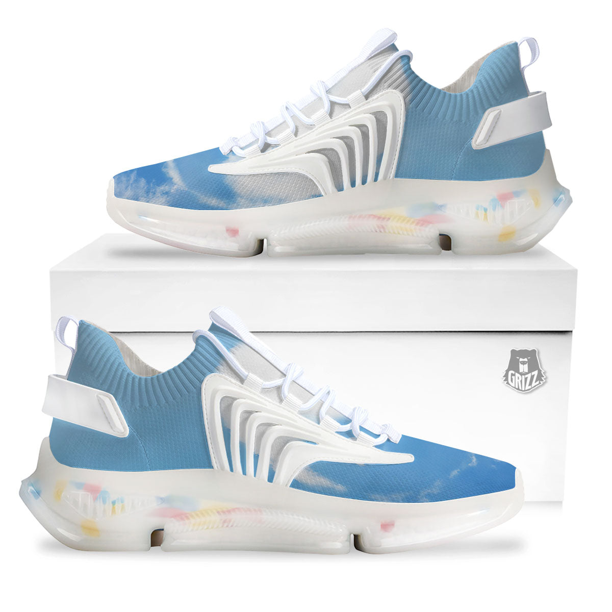 Yin Yang Space And Sky Print White Gym Shoes