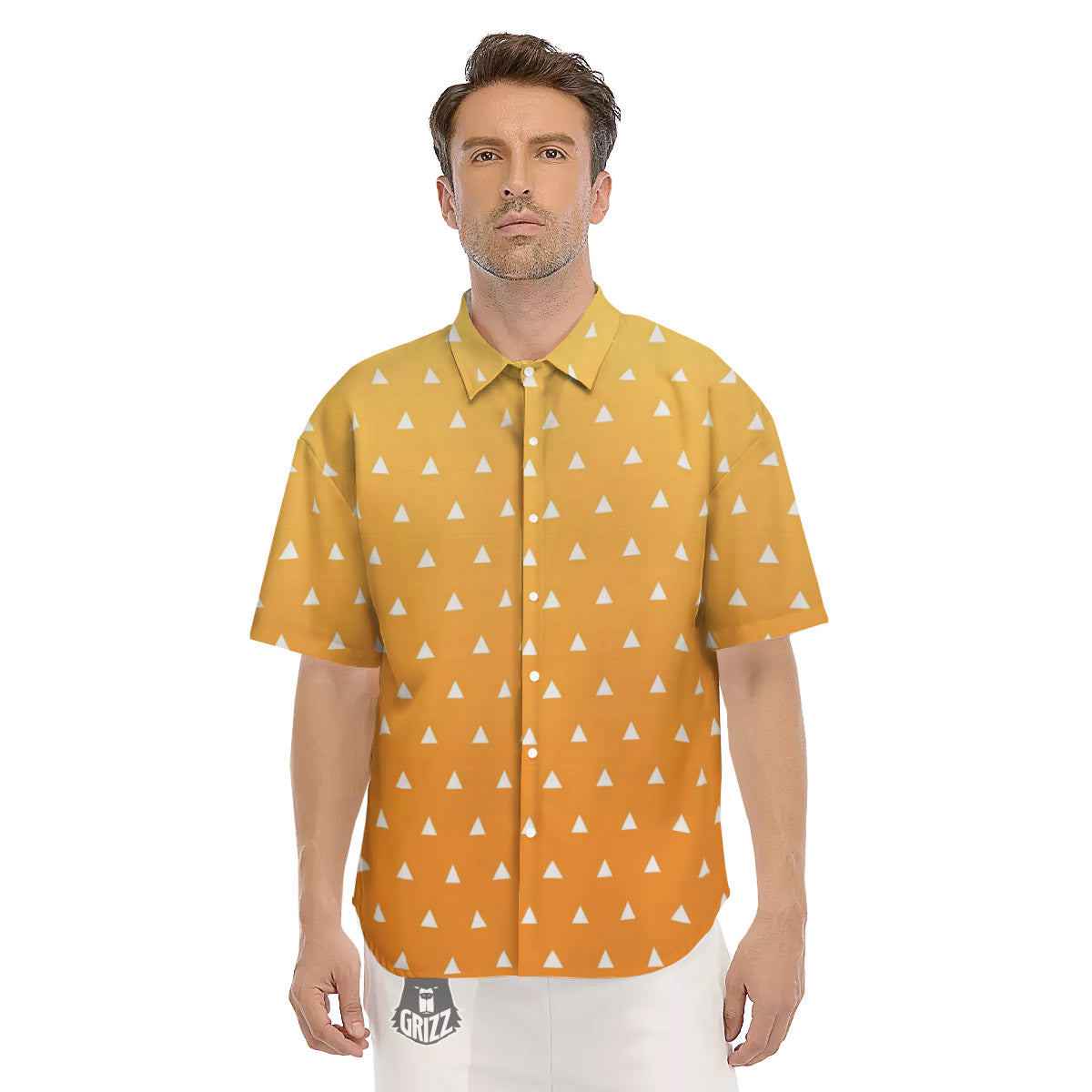 Zenitsu Print Pattern Men's Short Sleeve Shirts