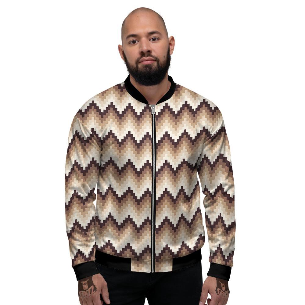 Zigzag Pixel Print Pattern Men's Bomber Jacket