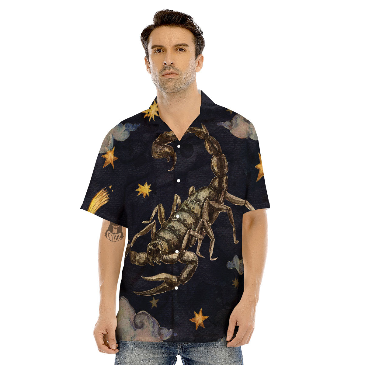 Zodiac Sign Watercolor Scorpio Print Men's Hawaiian Shirt